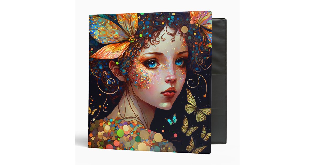 Colorful Fairy Butterflies Fantasy Art 3 Ring Binder | Zazzle