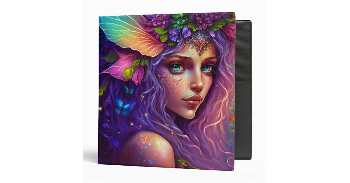 Colorful Fairy Fantasy Art 3 Ring Binder | Zazzle
