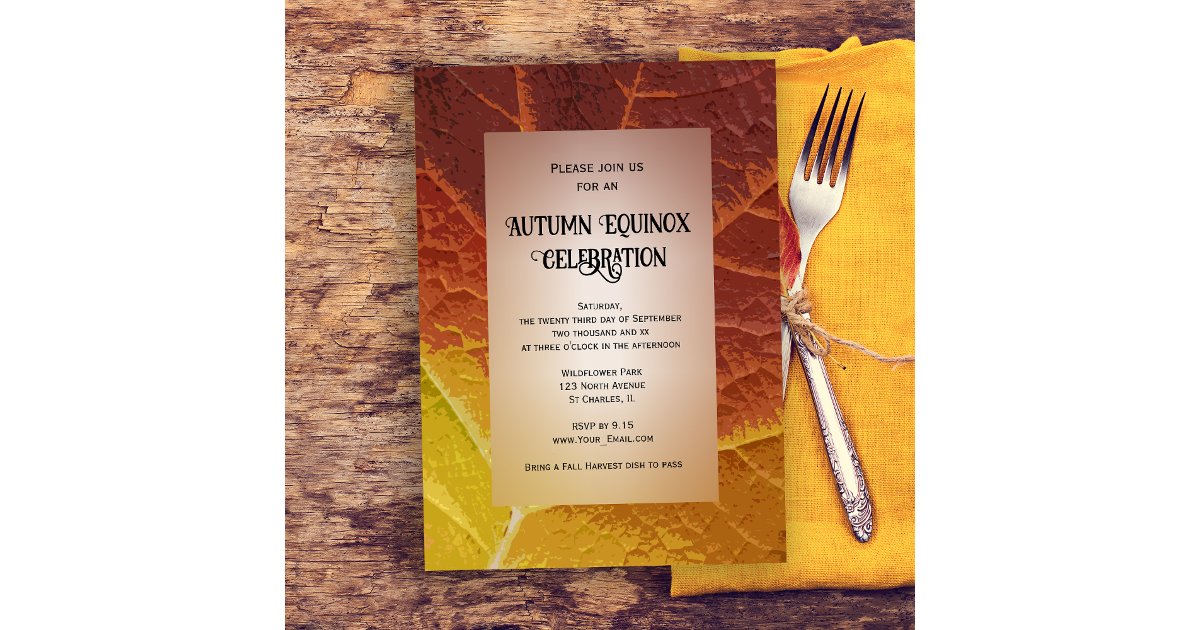 Colorful Fall Leaf Autumn Equinox Celebration Invitation | Zazzle