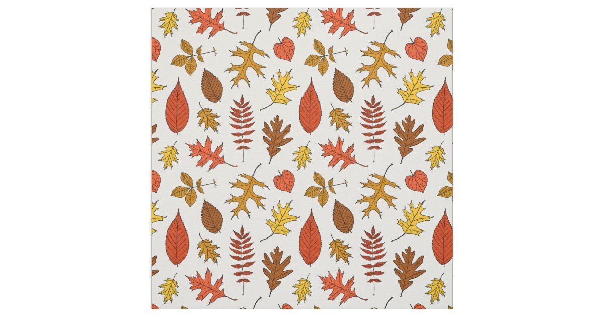 Colorful Fall Leaves Vintage Leaf Pattern Fabric | Zazzle