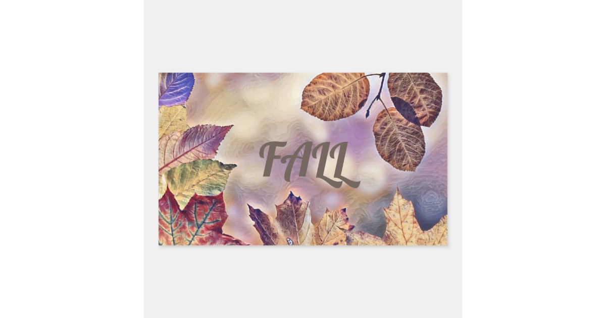 Colorful Fall leaves with fall colors watercolor Rectangular Sticker ...