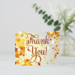 Colorful Fall Thank You Postcards With Leaves | Zazzle