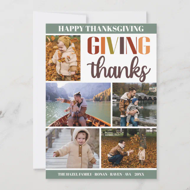 Colorful Fall Thanksgiving Family Customizable Holiday Card | Zazzle