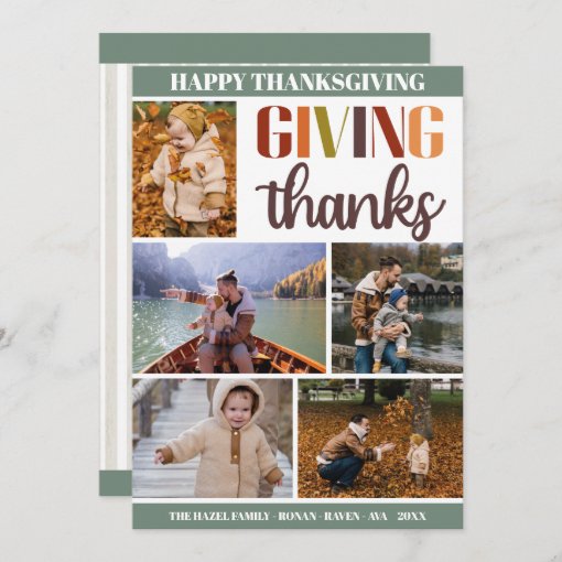 Colorful Fall Thanksgiving Family Customizable Holiday Card | Zazzle