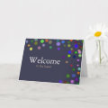 Colorful Falling Sparkles Polka Dots Welcome Card | Zazzle