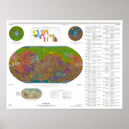 Colorful False Color Map of Mars Poster | Zazzle