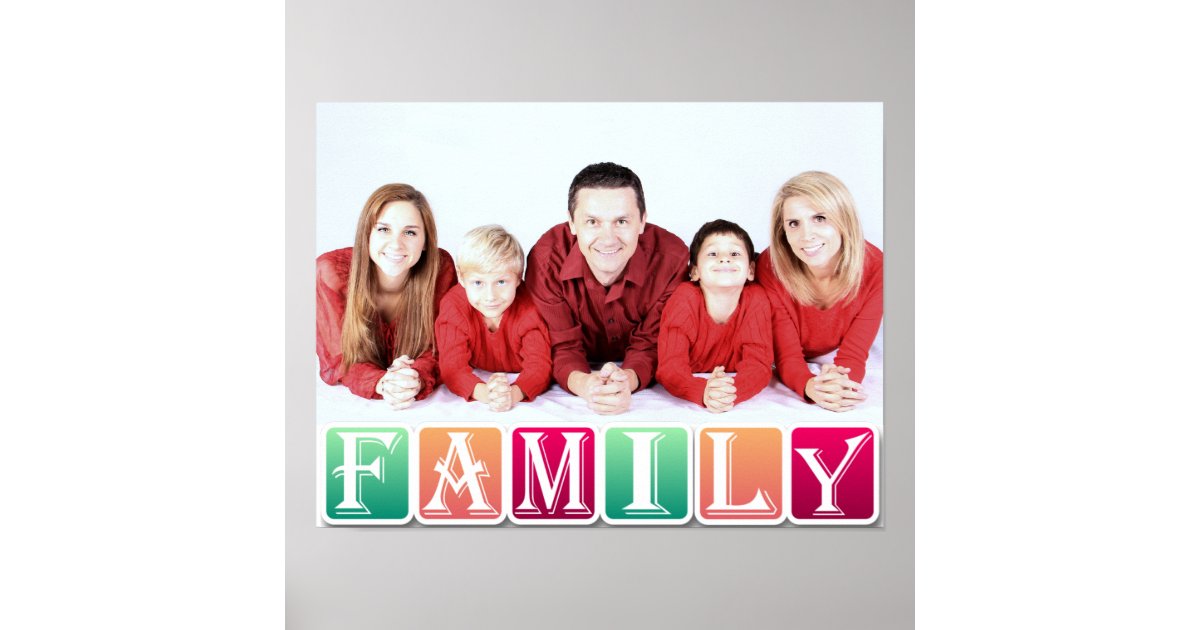 Colorful Family Blocks Custom Family Portrait Poster | Zazzle