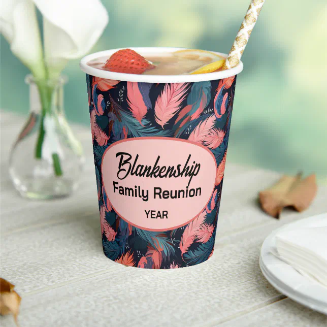 Colorful Family Reunion Feather Background Paper Cups | Zazzle