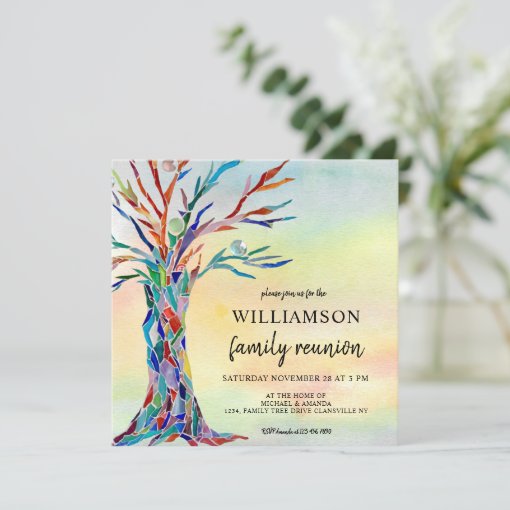 Colorful Family Tree Family Reunion Invitation | Zazzle