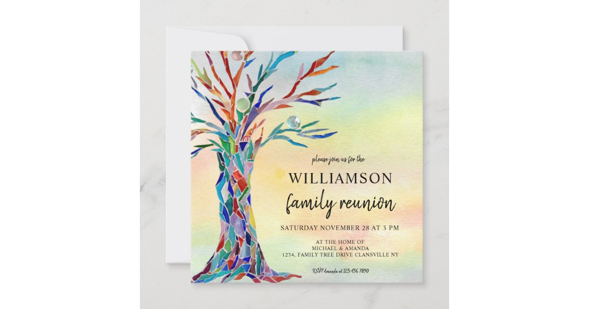 Colorful Family Tree Family Reunion Invitation | Zazzle