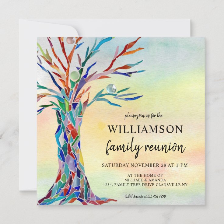 Colorful Family Tree Family Reunion Invitation | Zazzle