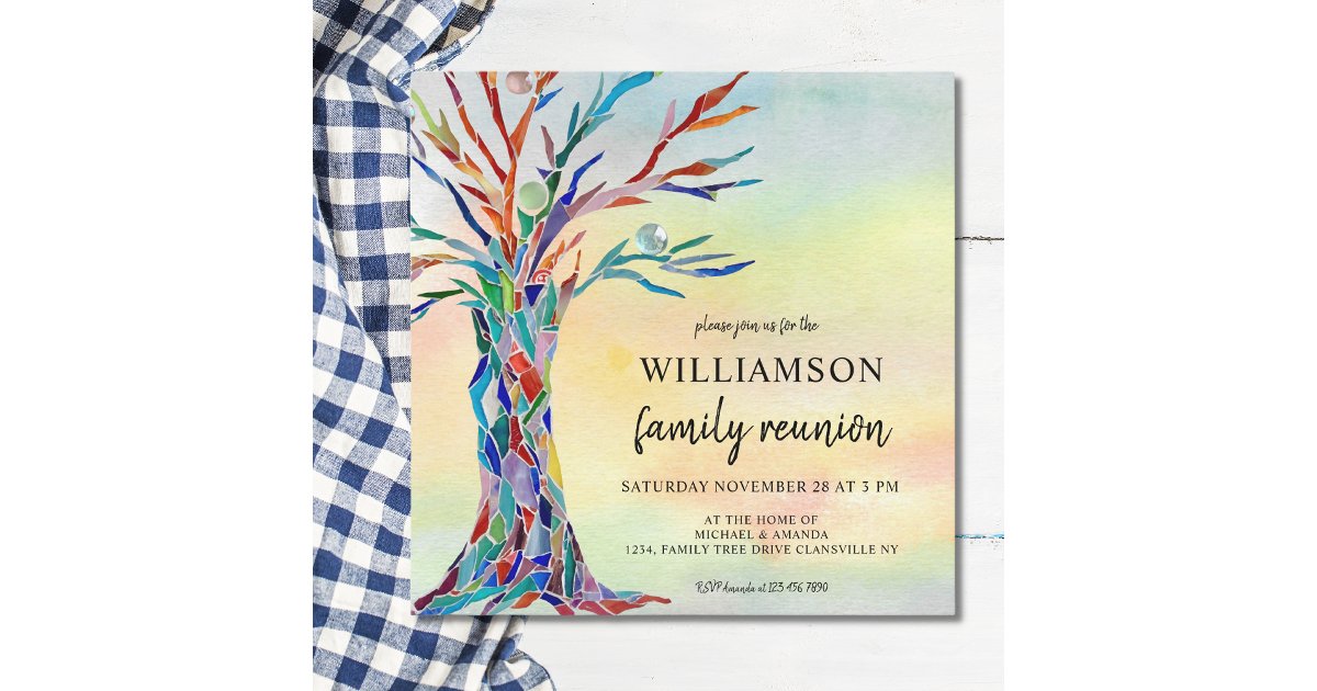 Colorful Family Tree Family Reunion Invitation | Zazzle