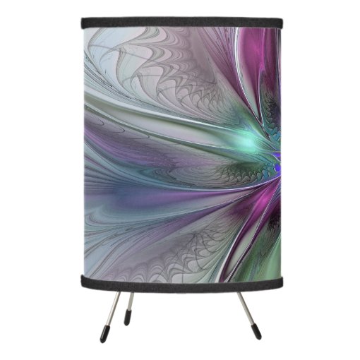 Colorful Fantasy Abstract Modern Fractal Flower Tripod Lamp | Zazzle