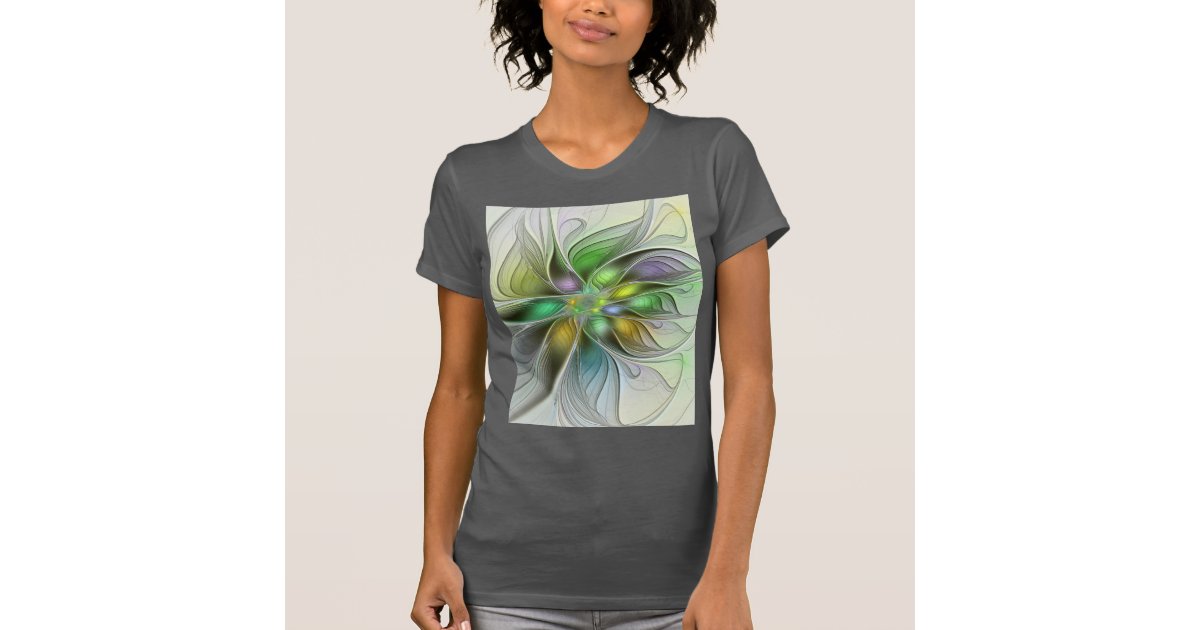 Colorful Fantasy Flower Modern Abstract Fractal T-Shirt | Zazzle