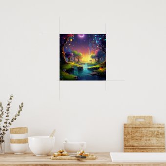 Colorful fantasy land forest poster | Zazzle