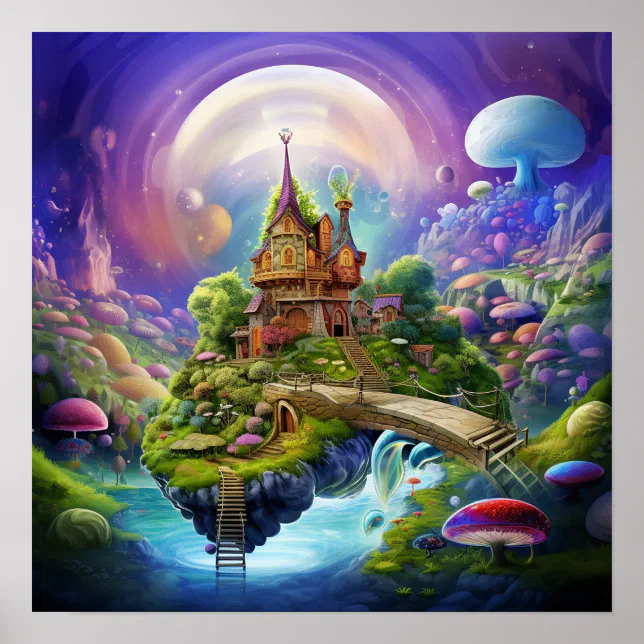 Colorful fantasy land poster | Zazzle