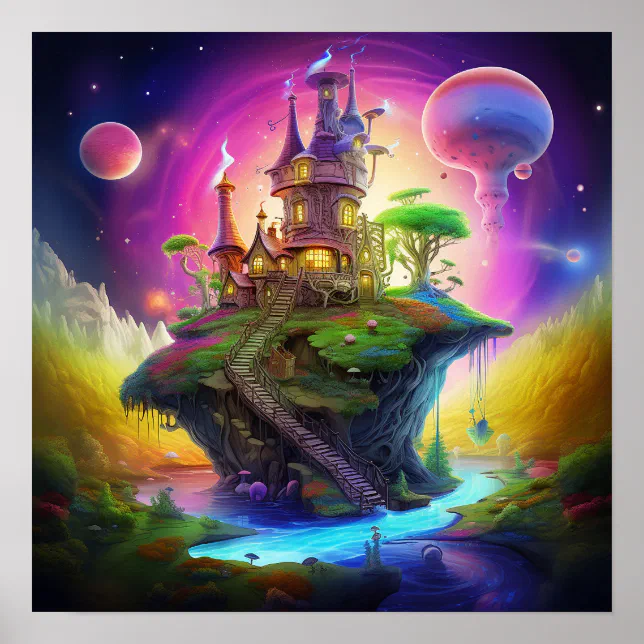 Colorful fantasy land poster | Zazzle