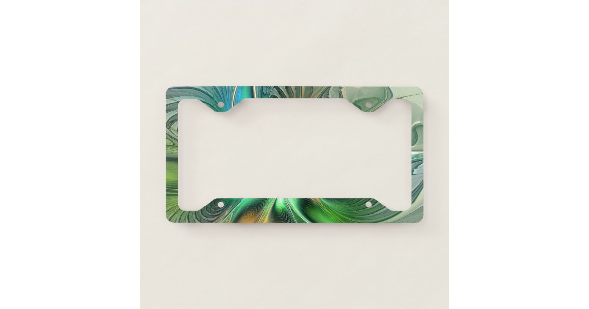 Colorful Fantasy Modern Abstract Flower Fractal License Plate Frame ...