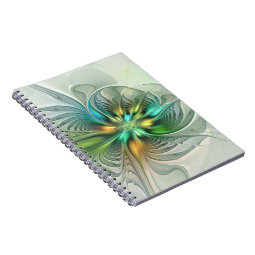 Colorful Fantasy Modern Abstract Flower Fractal Notebook | Zazzle