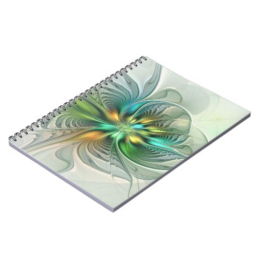 Colorful Fantasy Modern Abstract Flower Fractal Notebook | Zazzle