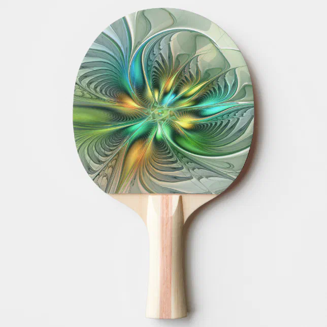 Colorful Fantasy Modern Abstract Flower Fractal Ping Pong Paddle | Zazzle