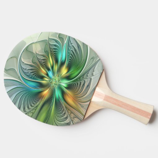 Colorful Fantasy Modern Abstract Flower Fractal Ping Pong Paddle | Zazzle