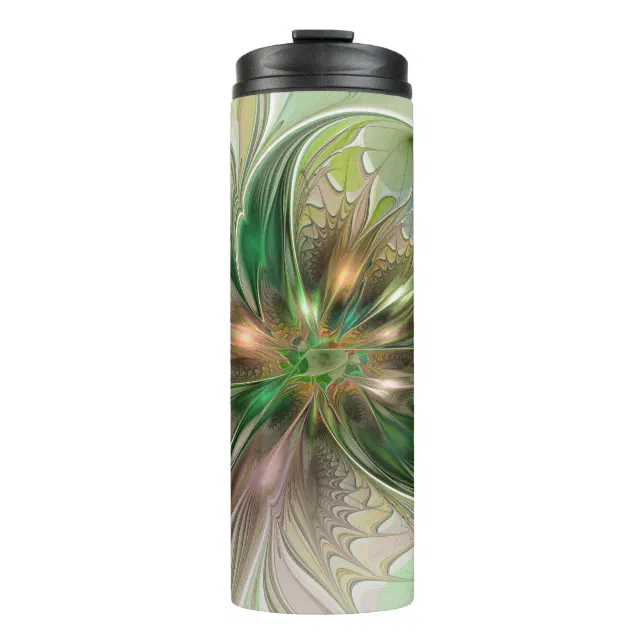 Colorful Fantasy Modern Abstract Fractal Flower Thermal Tumbler | Zazzle