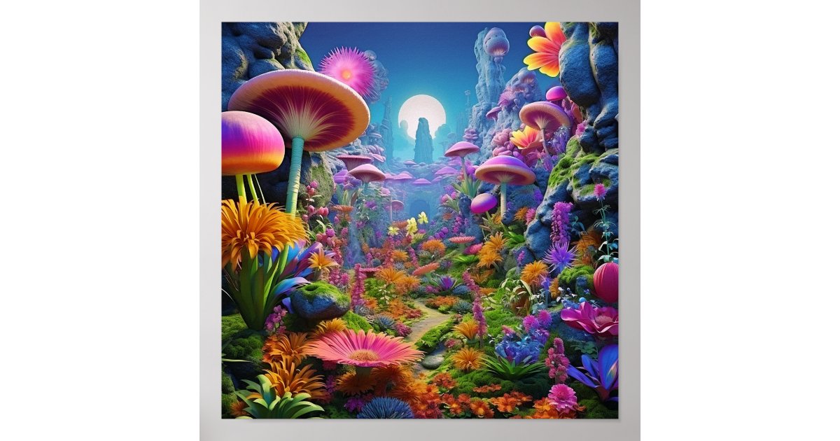 Colorful fantasy nature land landscape poster | Zazzle