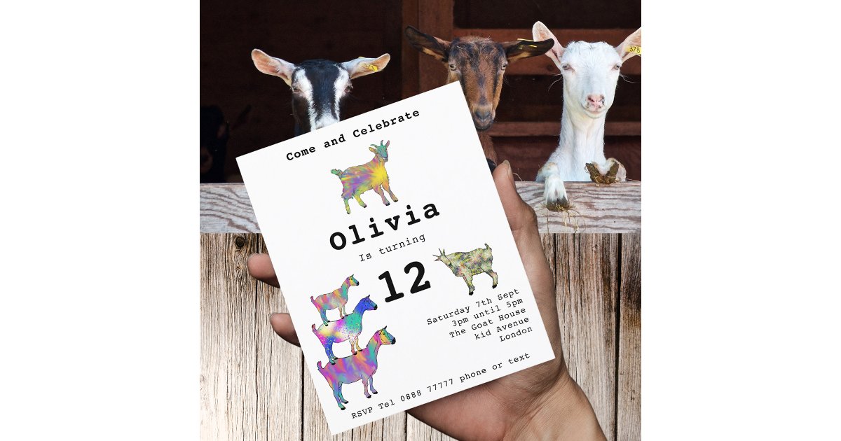 Colorful Farm Goats 12th Birthday Party Budget | Zazzle