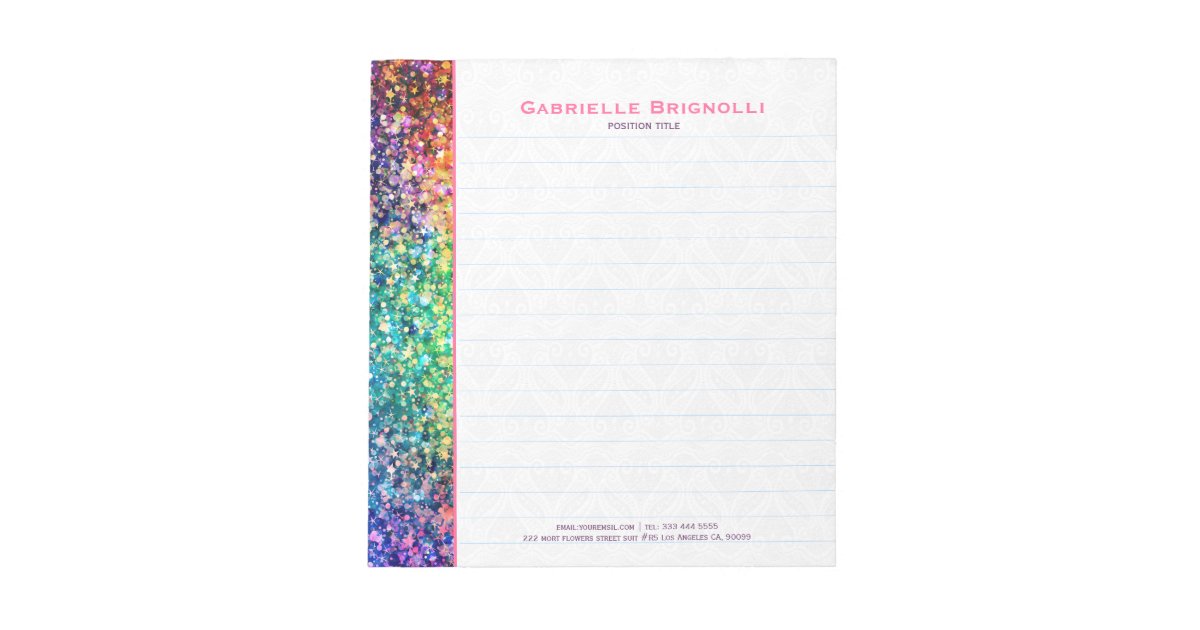 Colorful Faux Glitter And Sparkles Notepad | Zazzle