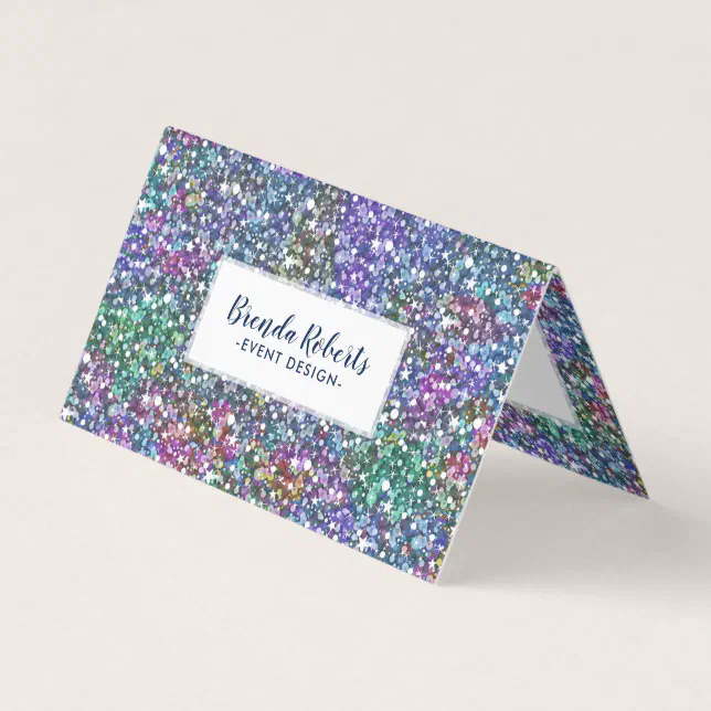 Colorful Faux Glitter Business Card | Zazzle
