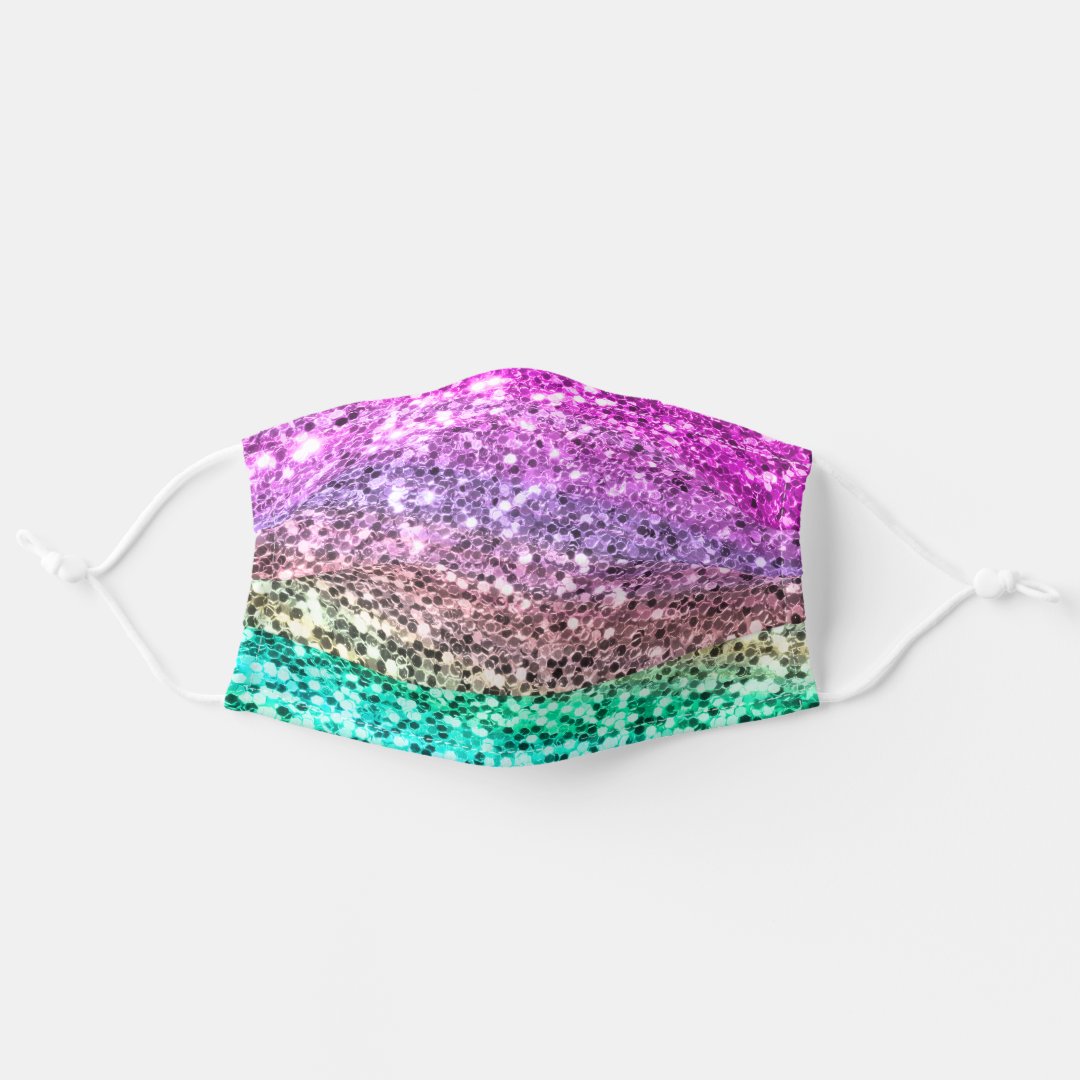Colorful Faux Glitter Mermaid Texture Sparkly Adult Cloth Face Mask ...