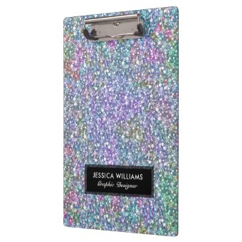 Colorful faux glitter template clipboard | Zazzle