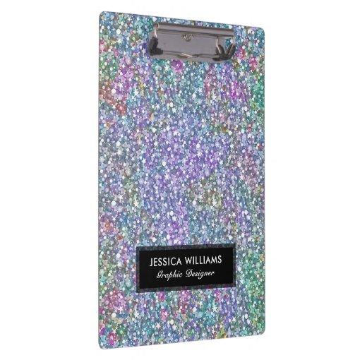Colorful faux glitter template clipboard | Zazzle