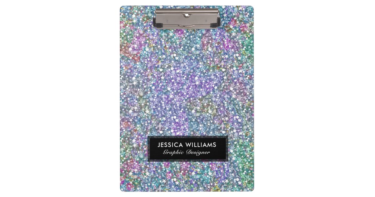 Colorful faux glitter template clipboard | Zazzle