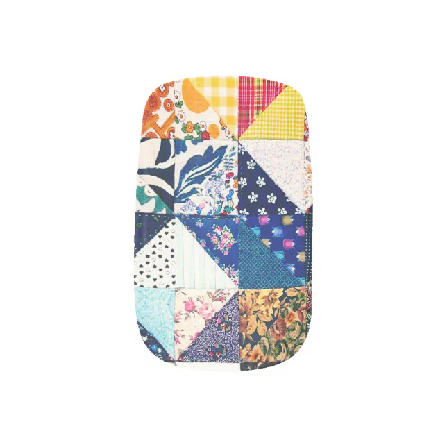 Colorful Faux Patchwork Quilt Pattern Minx Nail Wraps | Zazzle