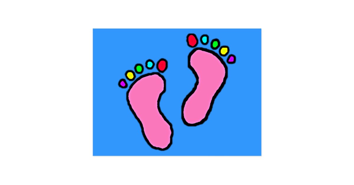 Colorful Feet Cartoon Postcard | Zazzle.com