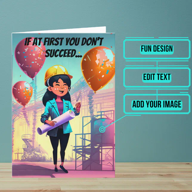 Colorful Female Engineer Birthday Card | Zazzle