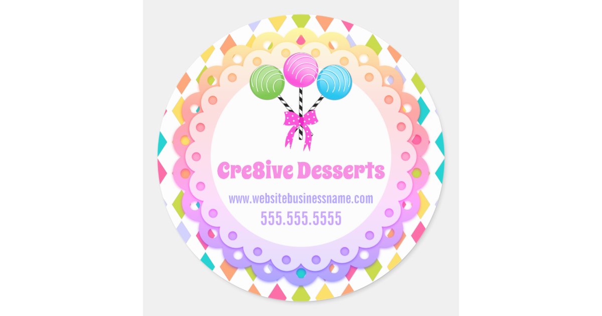 Colorful Festive Cake Pops Bakery Packaging Seals | Zazzle
