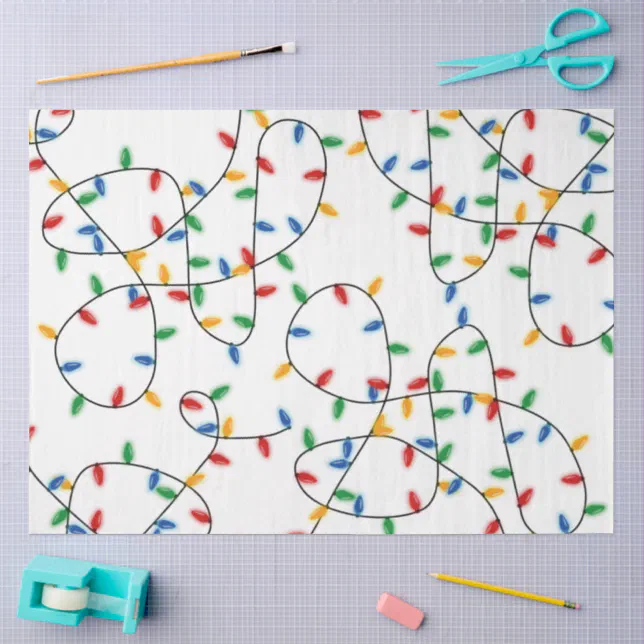 Colorful Festive Christmas Lights Pattern Tissue Paper | Zazzle