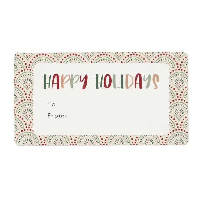 Colorful Festive Happy Holidays Rectangle Gift Label | Zazzle