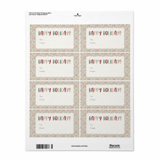 Colorful Festive Happy Holidays Rectangle Gift Label | Zazzle