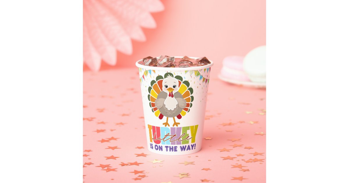 Colorful Festive Little Turkey Baby Shower Paper Cups | Zazzle