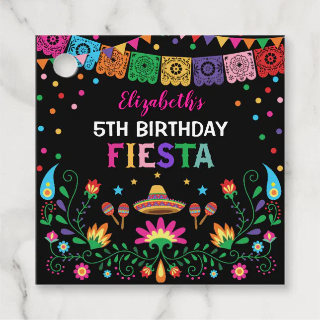 Colorful Fiesta Birthday Party Mexican Shower Favor Tags | Zazzle