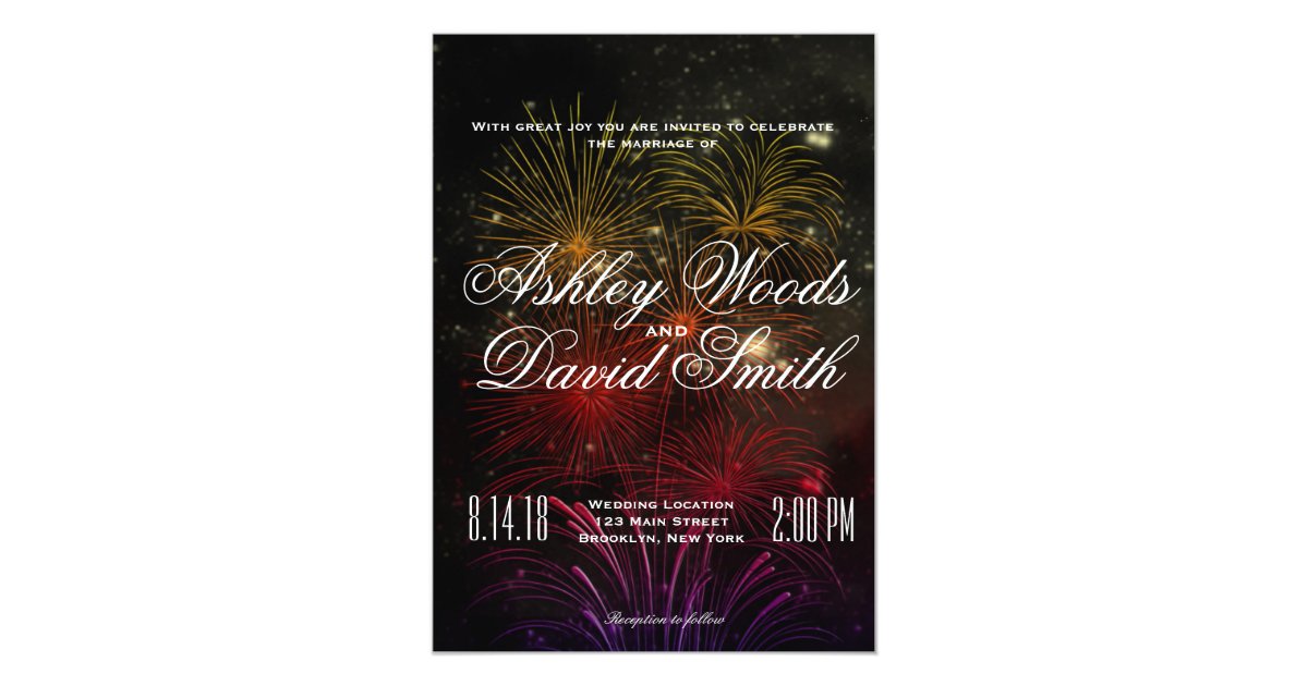 Colorful Fireworks Wedding Invitation | Zazzle.com