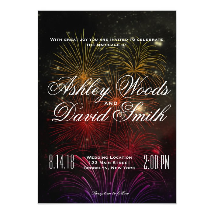 Colorful Fireworks Wedding Invitation | Zazzle.com