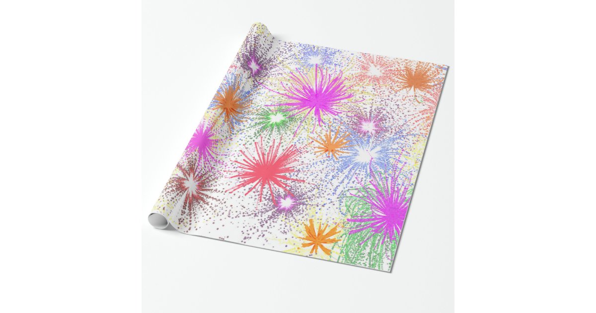 Colorful Fireworks Wrapping Paper | Zazzle