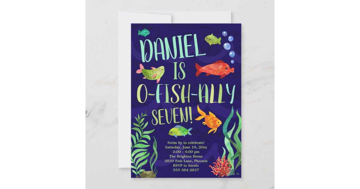 Colorful Fish Birthday Invitation | Zazzle