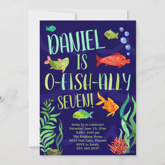Colorful Fish Birthday Invitation | Zazzle