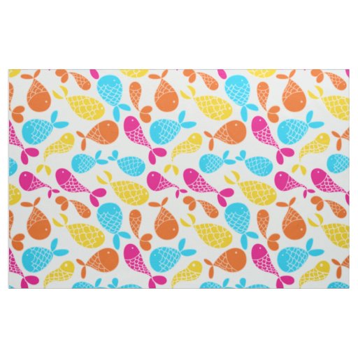 Colorful fish pattern fabric | Zazzle